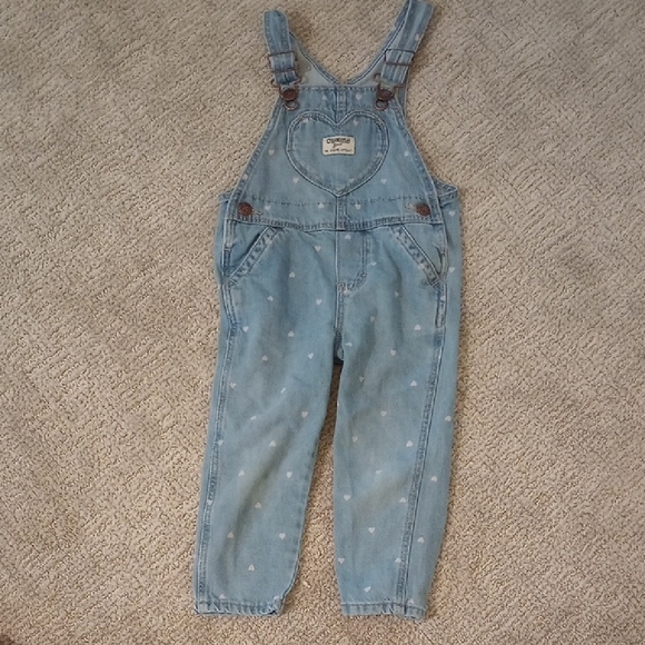 OshKosh B'gosh | Bottoms | Light Blue Denim Overalls With Heart Pattern ...